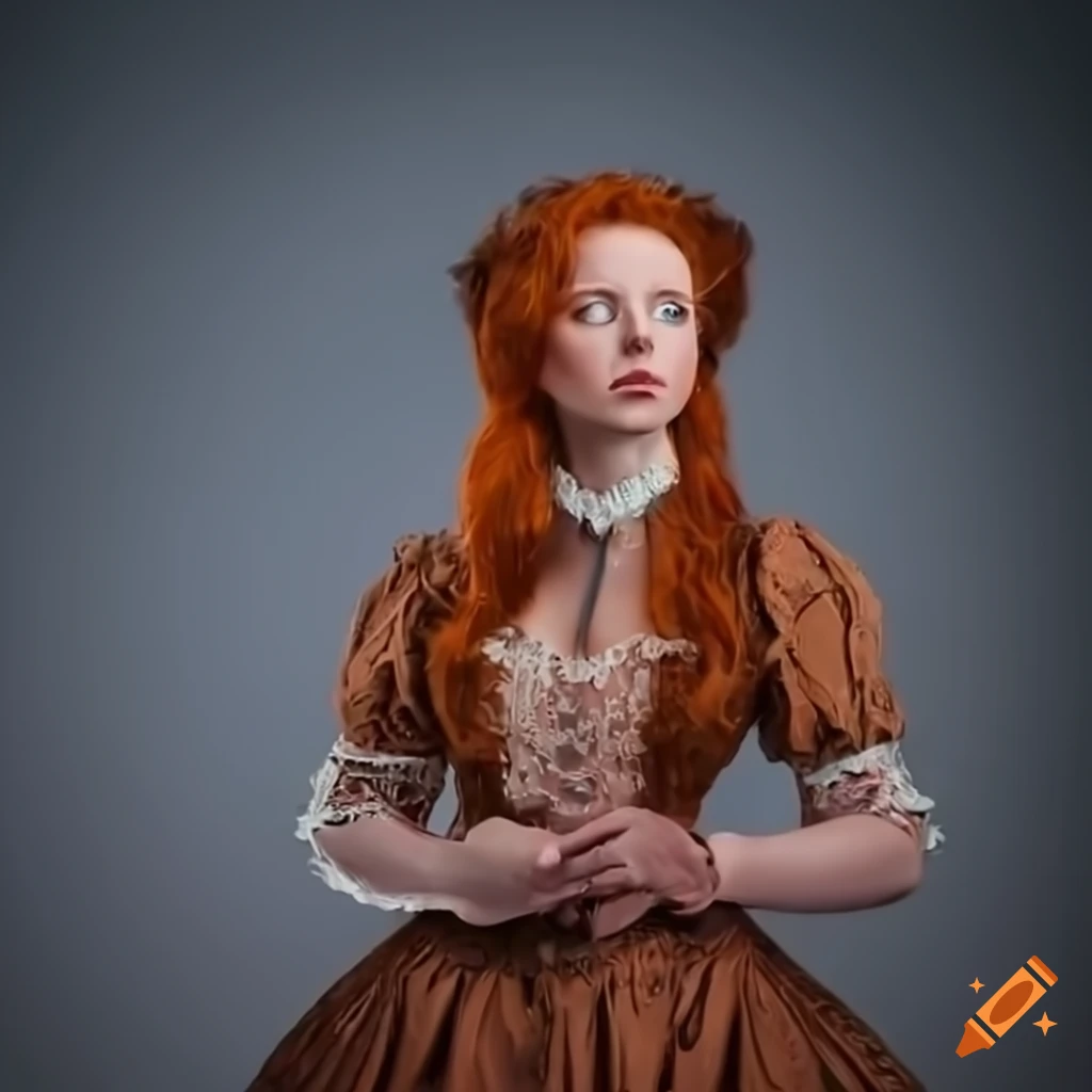 Redhead Wearing A Victorian Dress Made Of Triceratops Bones On Craiyon