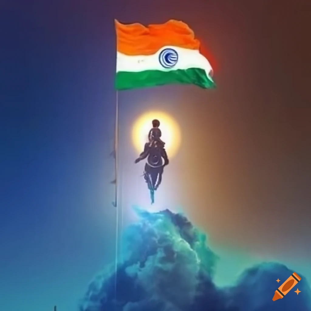 Illustration of shiva, indian flag, moon, and space exploration on Craiyon