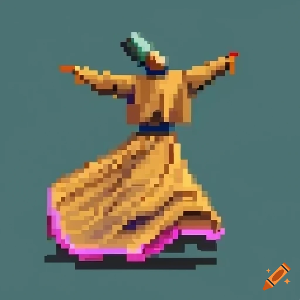 Sufi dancing pixel art on Craiyon