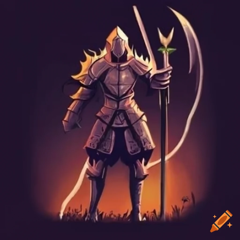 Mystic warrior in full plate armor wielding a two-handed sword with ...