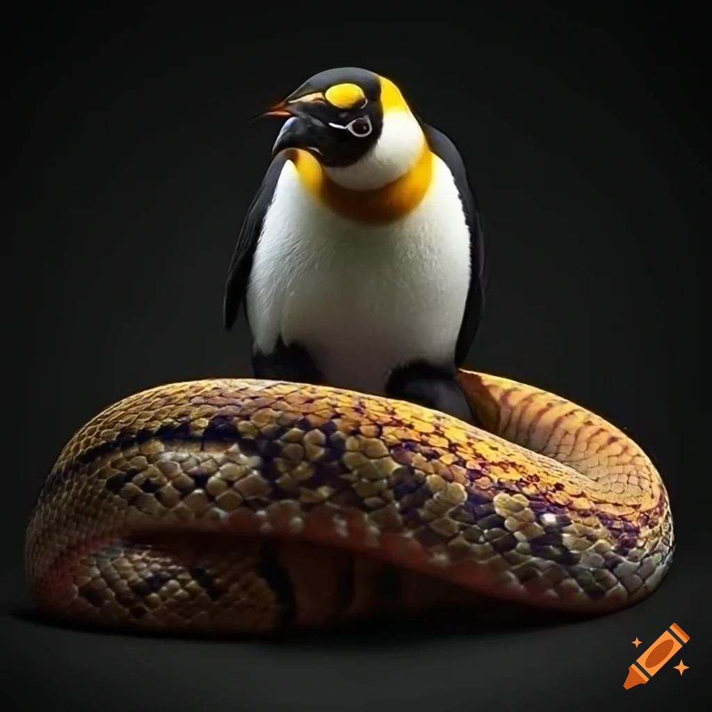 Tux penguin on the left and a python snake on the right side of the ...