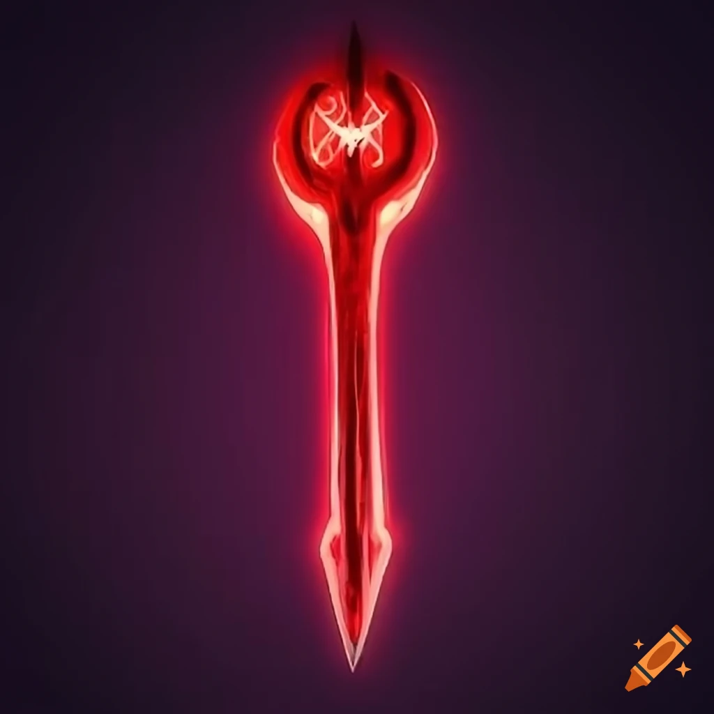 Red glowing rune on a refined long blade on Craiyon