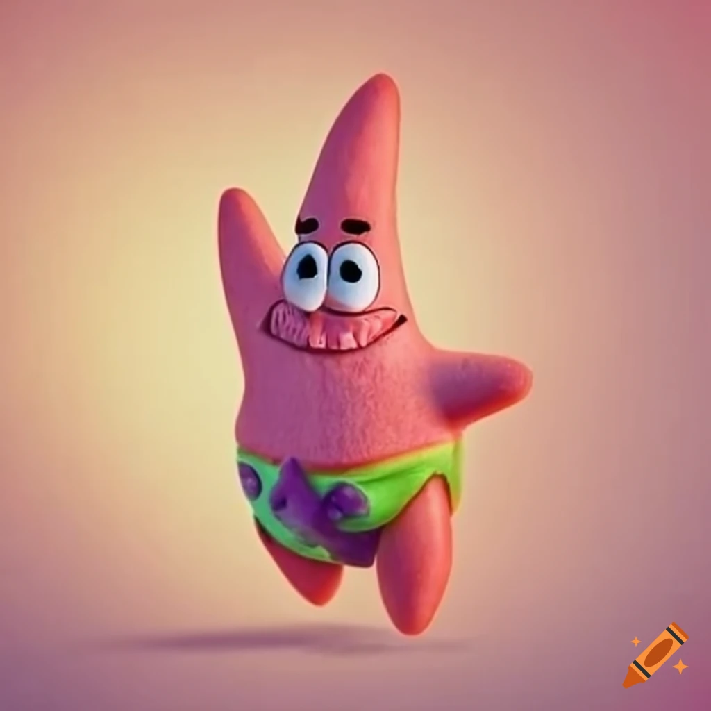 Cartoon character patrick star from applebee's commercial on Craiyon