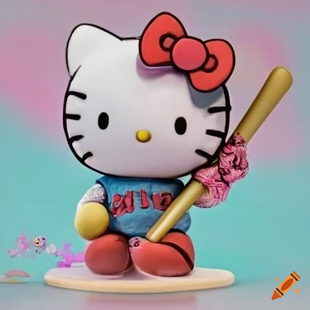 Hello kitty playing softball on Craiyon