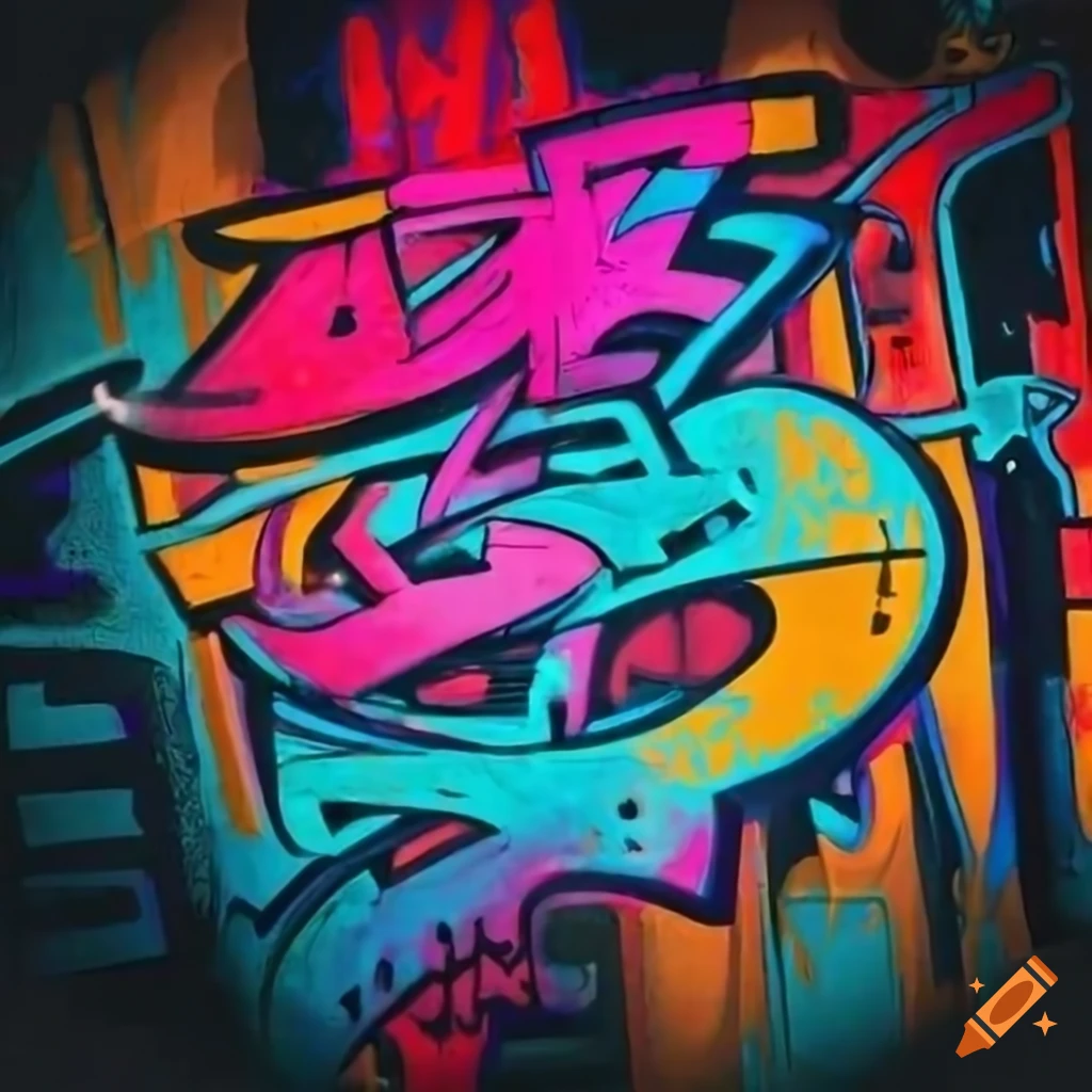 Vibrant graffiti text on Craiyon