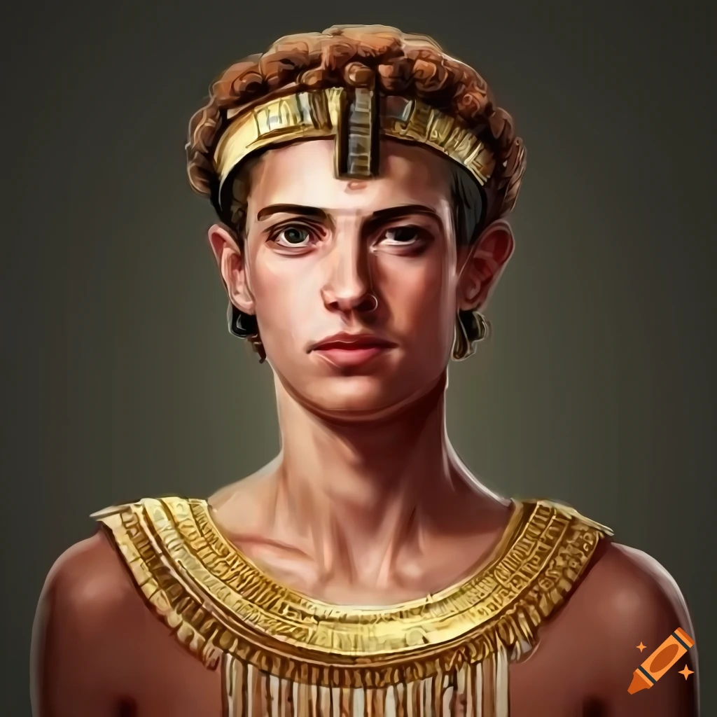 Hyperrealistic portrait of a young Greek Roman man in ancient Egyptian ...