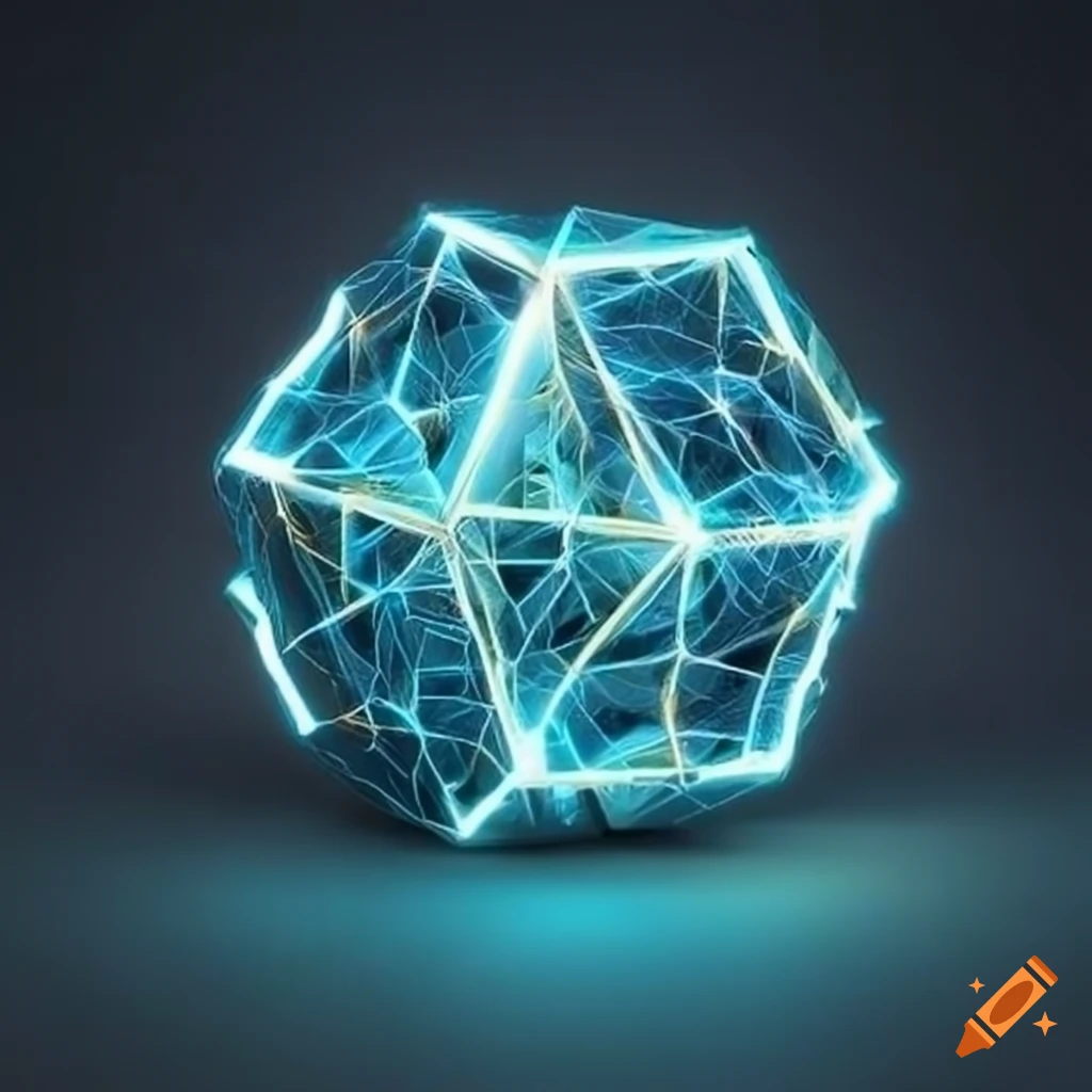 Mesmerizing 3d lightning dodecahedron on Craiyon