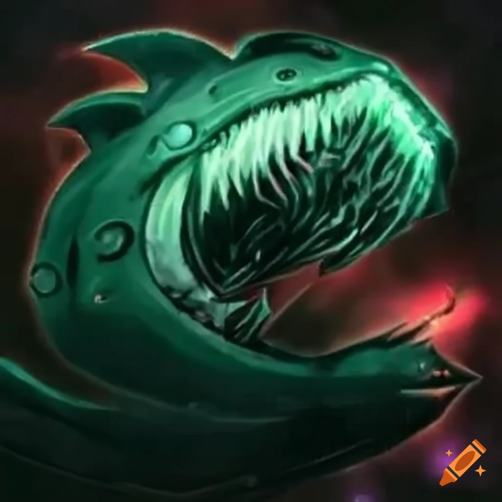 Whale in a deep sea dungeon looking right on Craiyon