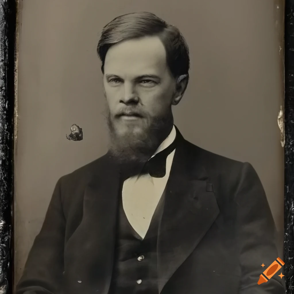 Vintage tintype portrait of Dutch politician Mark Rutte with short gray ...