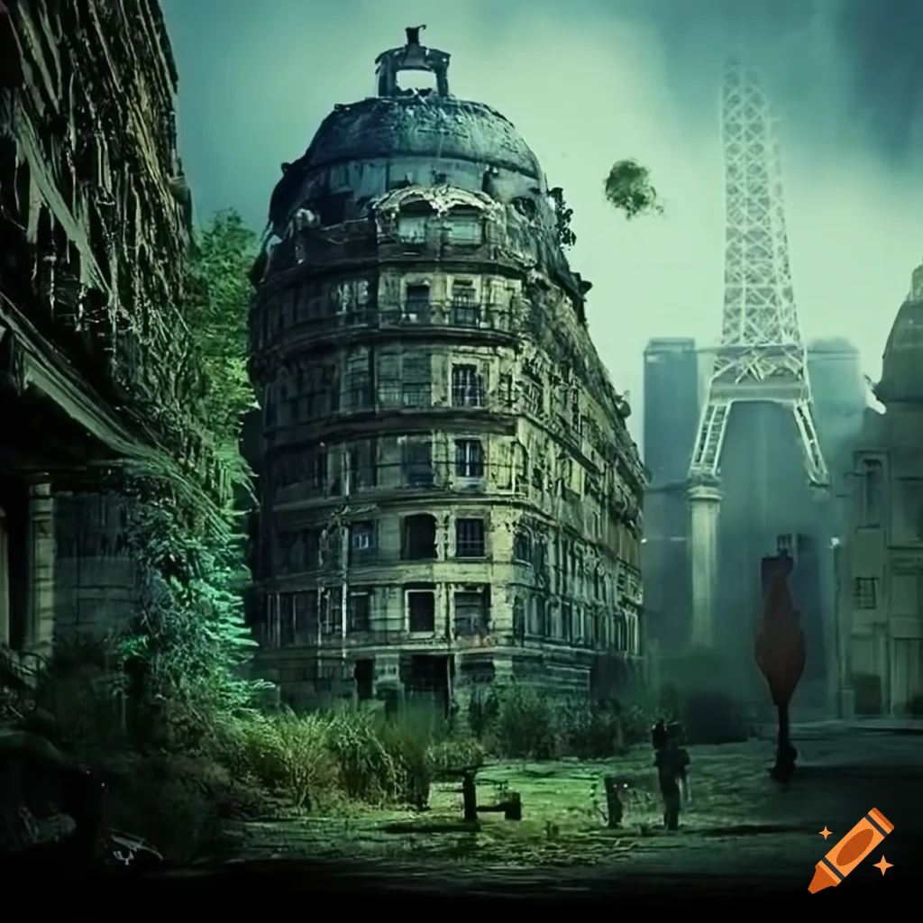 Vegetated post-apocalyptic paris on Craiyon