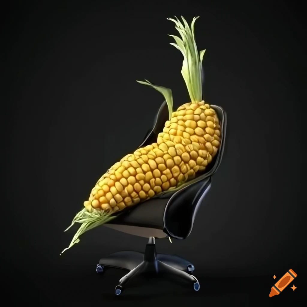 Lifelike stalk of corn on a black gaming chair on Craiyon
