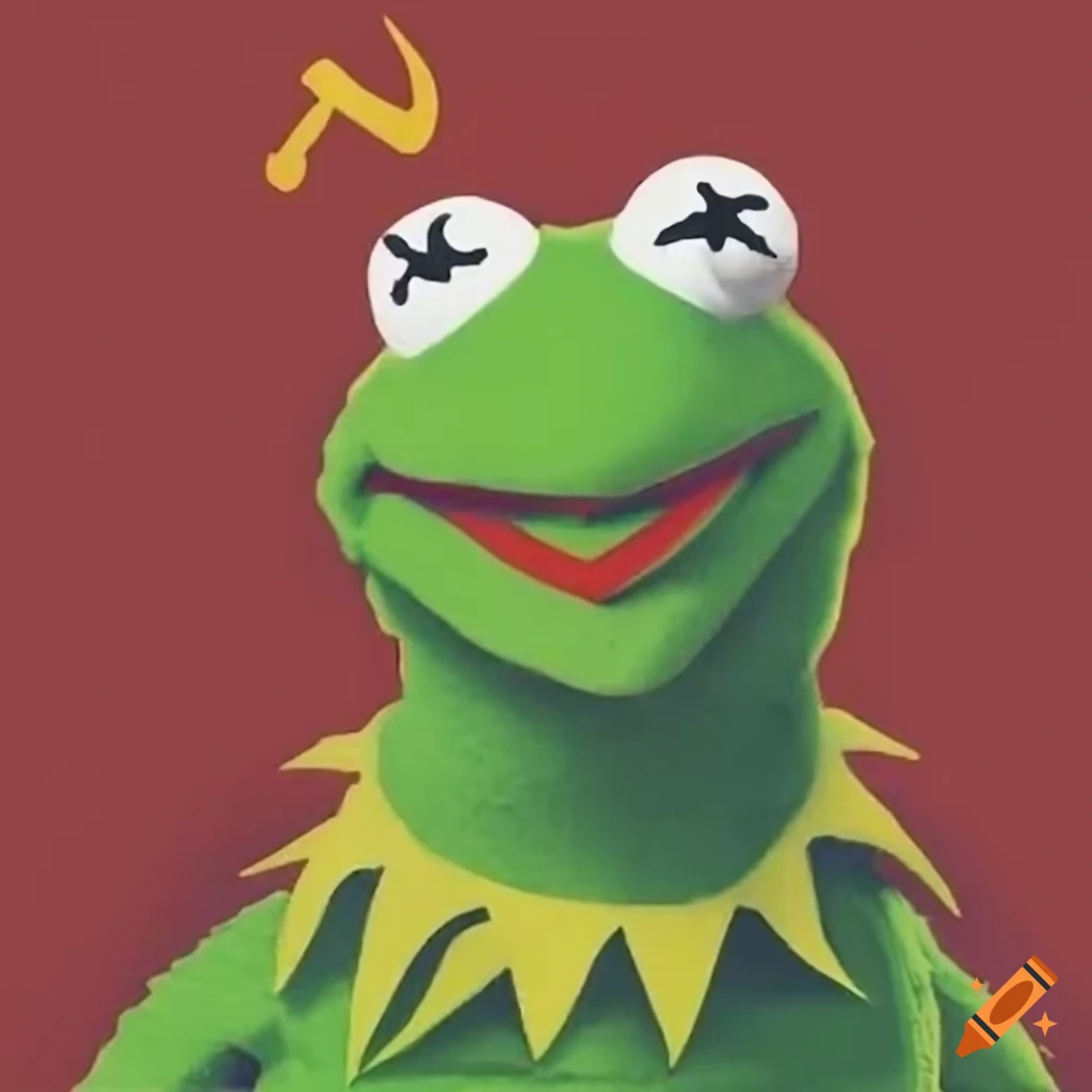 Kermit the frog portrayed as a soviet propaganda icon on Craiyon