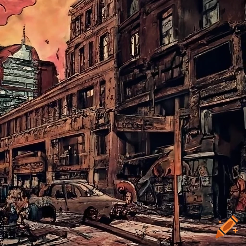 Toronto in a post-apocalyptic setting by jack davis on Craiyon