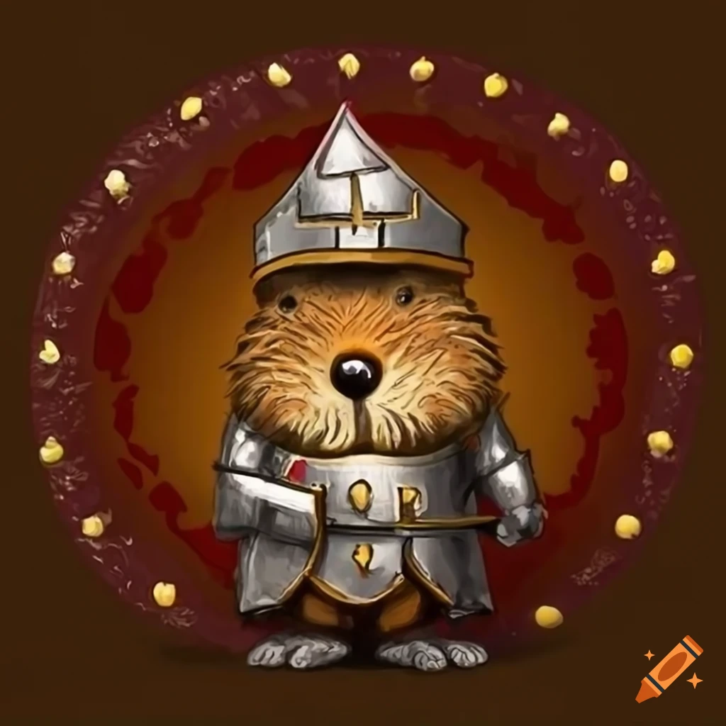 Beaver knight searching for the holy grail in a shining mushroom on Craiyon