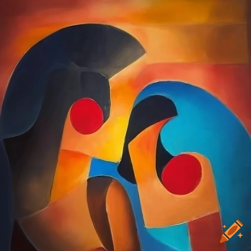 Cubist painting of a couple on Craiyon