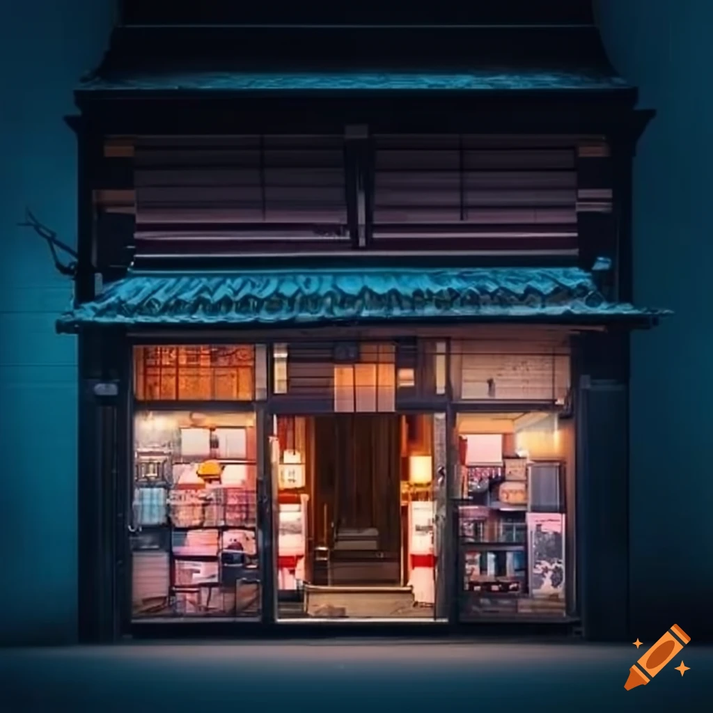 Front view of a japanese shop on Craiyon