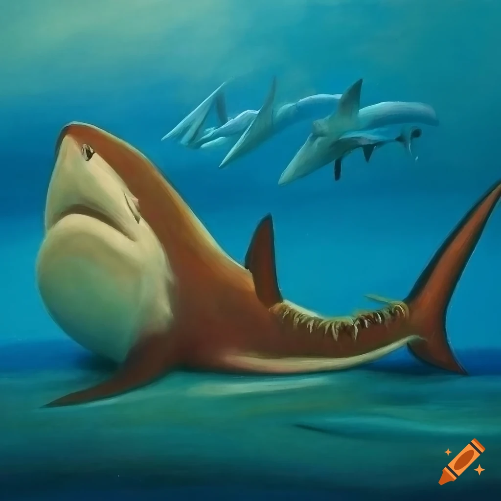 Art piece titled 'roots, shark' by george tooker with bright colors on ...