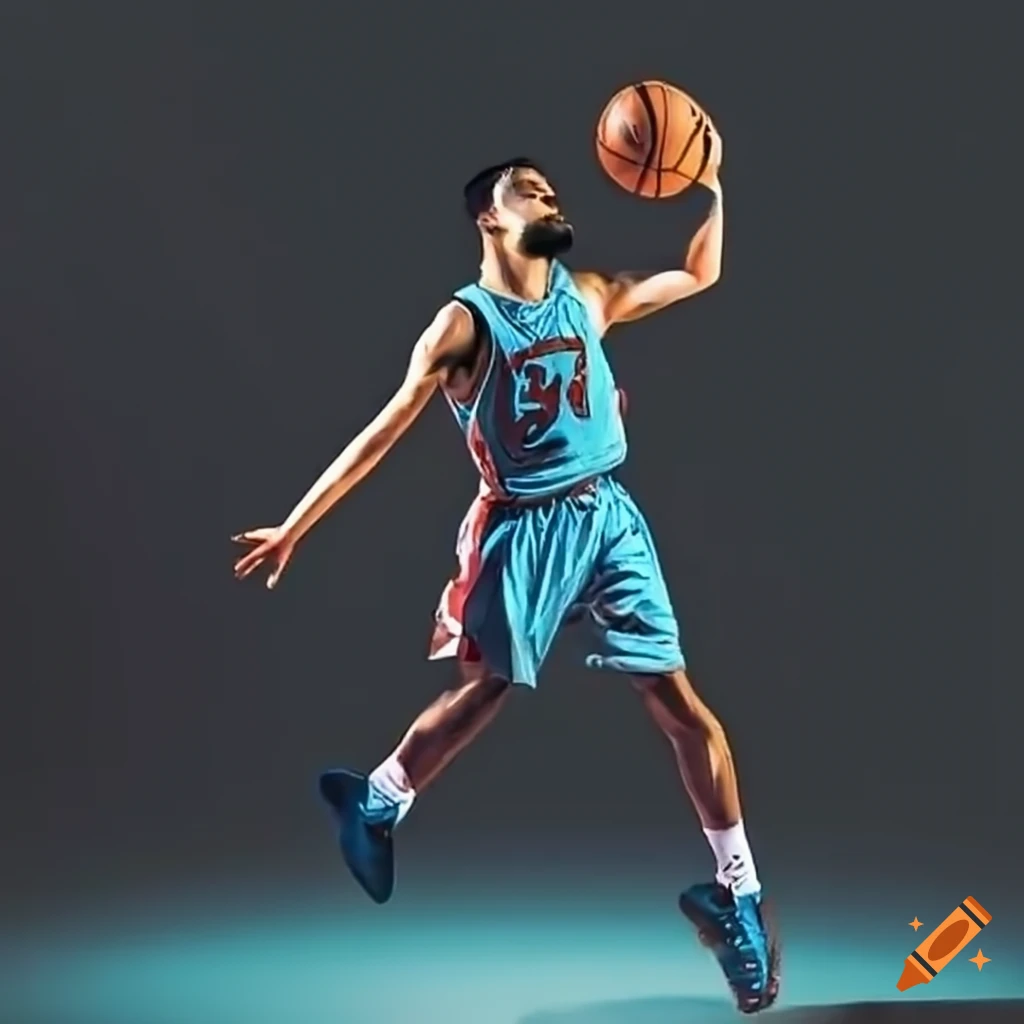 Basketball player shooting a three with high detail on Craiyon