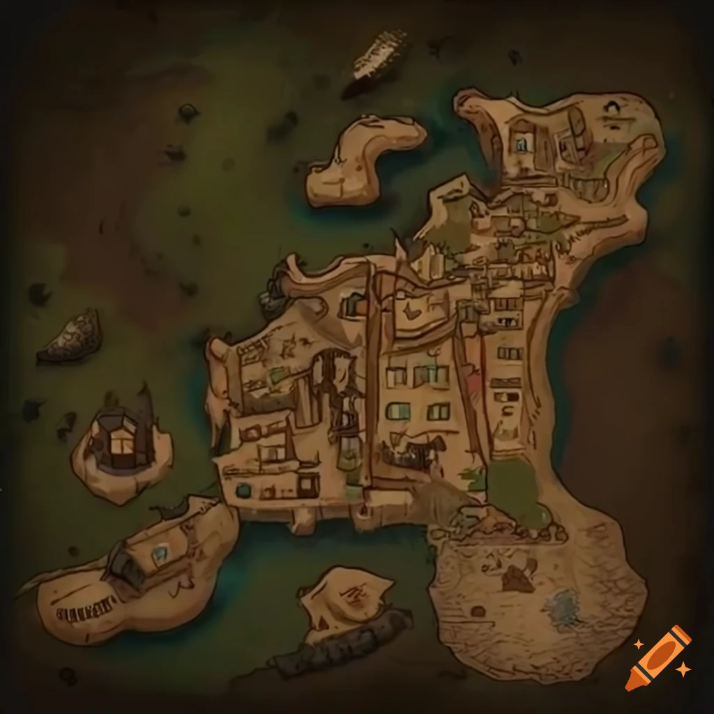 Fantasy style map of a viking village on Craiyon