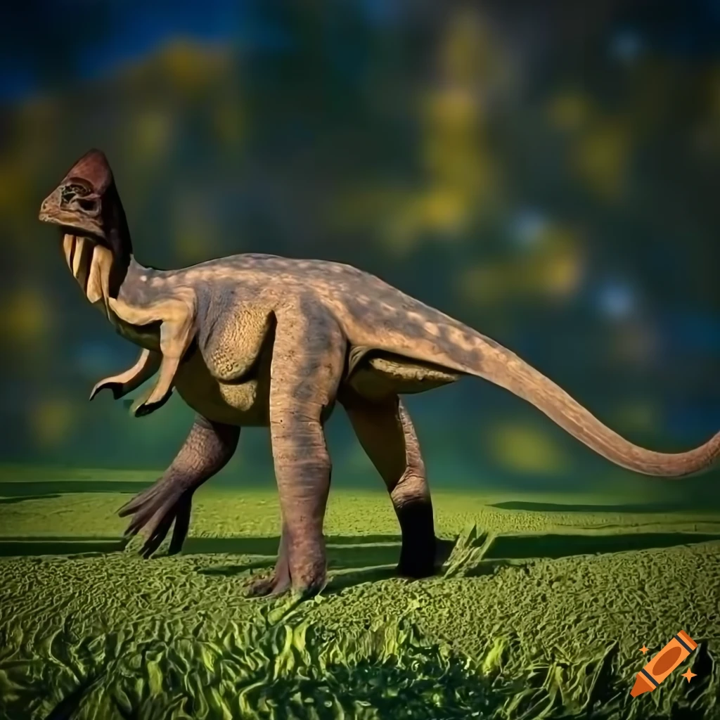 Colorful pachycephalosaurus dinosaur in a prehistoric environment on ...
