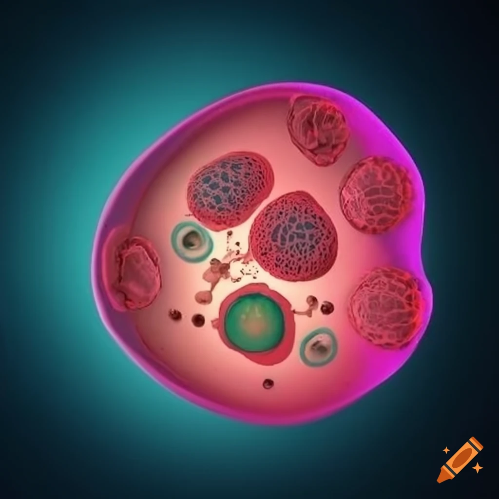 Diagram of cellular reproduction and diversity in life forms on Craiyon