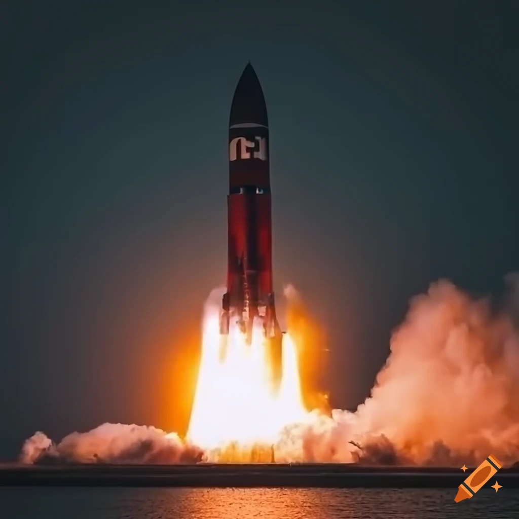 Vivid rocket launch with bold colors and sharp focus on Craiyon