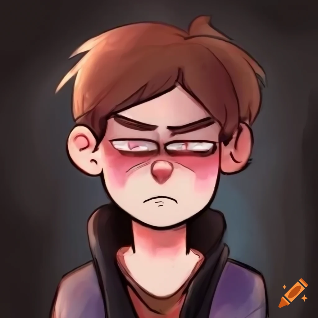 Depressed dipper pines in black clothing in gravity falls style on Craiyon