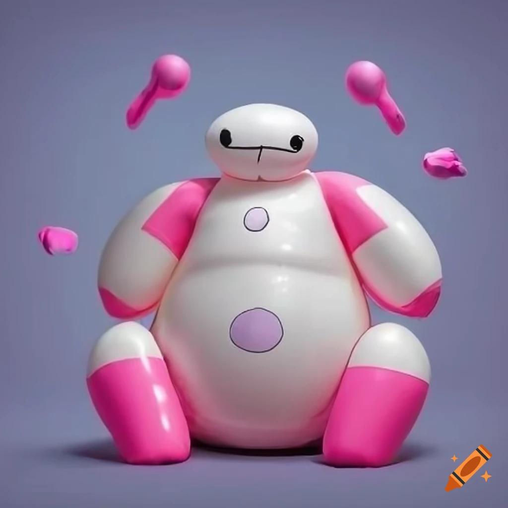 Large inflatable white Baymax in bouncy castle with pink gloves and ...