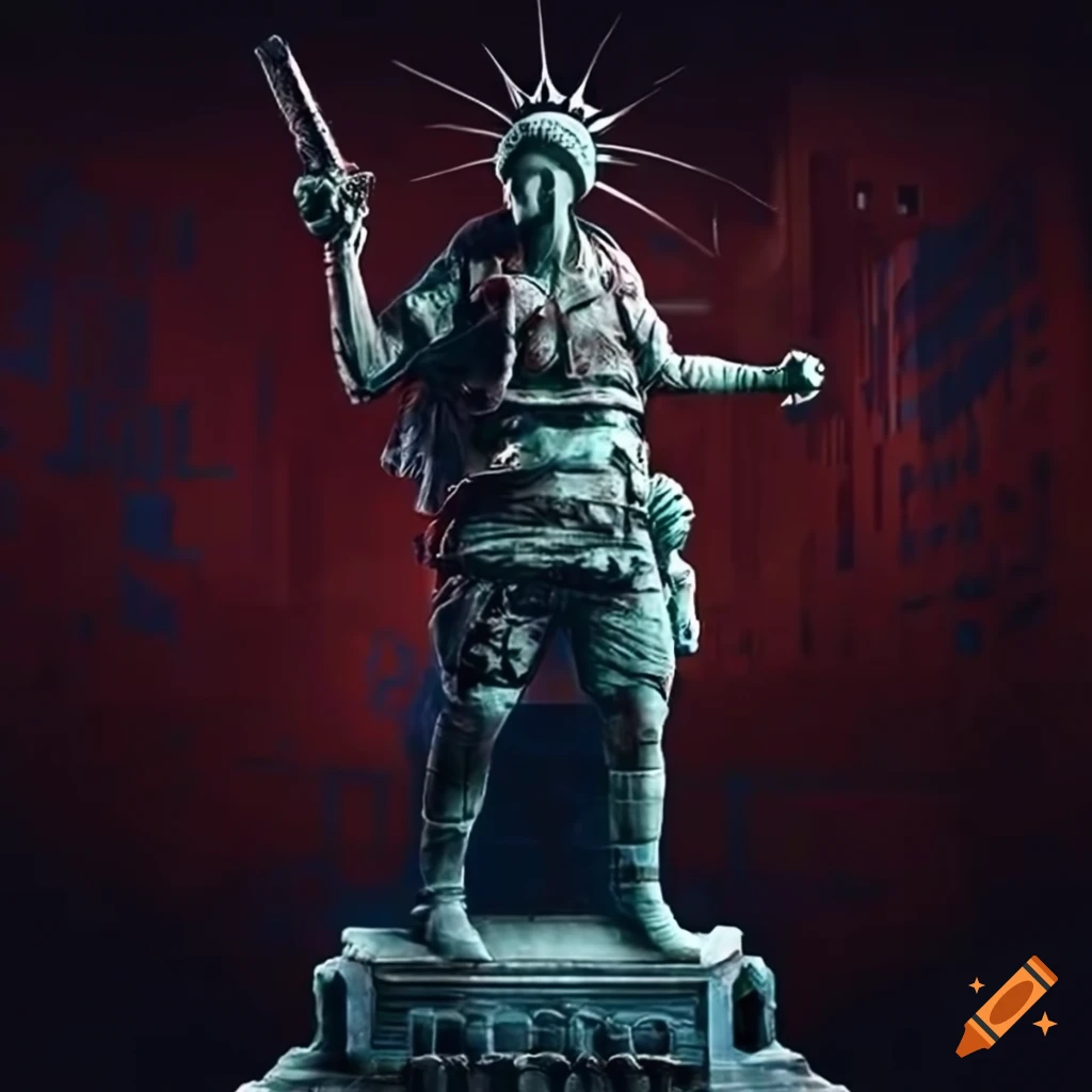 Statue of liberty wearing fc barcelona jersey with call of duty zombie ...