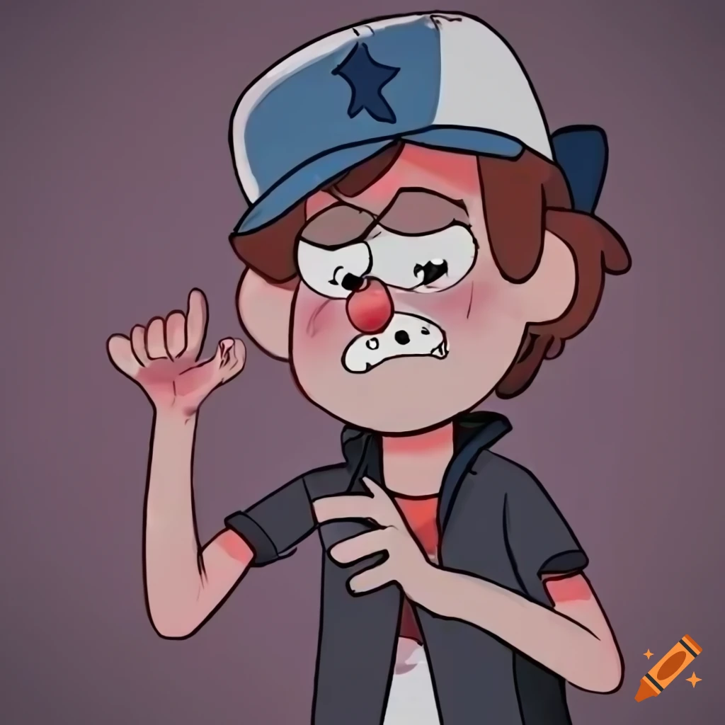 Depressed dipper pines in black clothing in gravity falls style on Craiyon