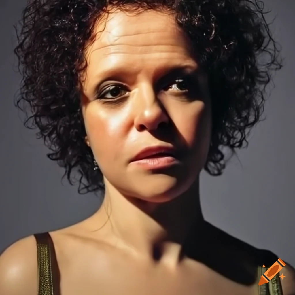 Regine chassagne with strikingly realistic shiny plastic skin on Craiyon