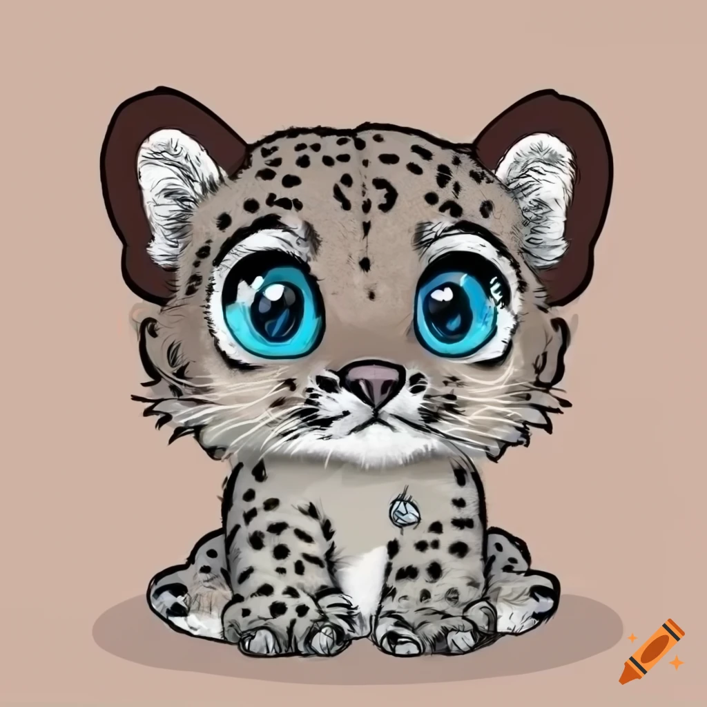 Friendly fluffy snow leopard cub wearing a red hat on Craiyon