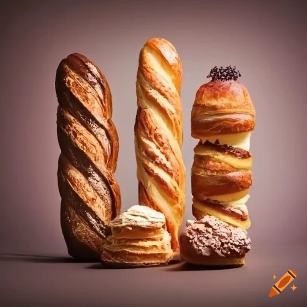 French boulangerie with artisanal pastries, baguettes, and cakes on Craiyon