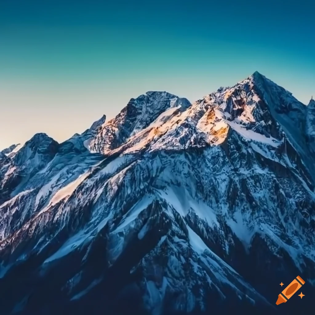 Charming mountain scenery with snow-capped peaks in the distance on Craiyon