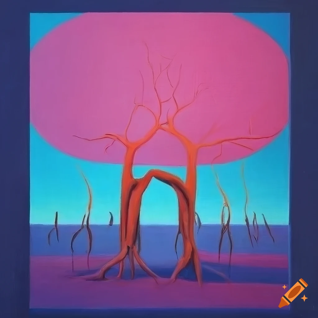 George tooker's artwork depicting roots with bright colors on Craiyon