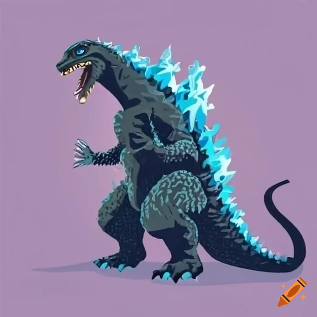 Large monster with blue spines roaring on Craiyon