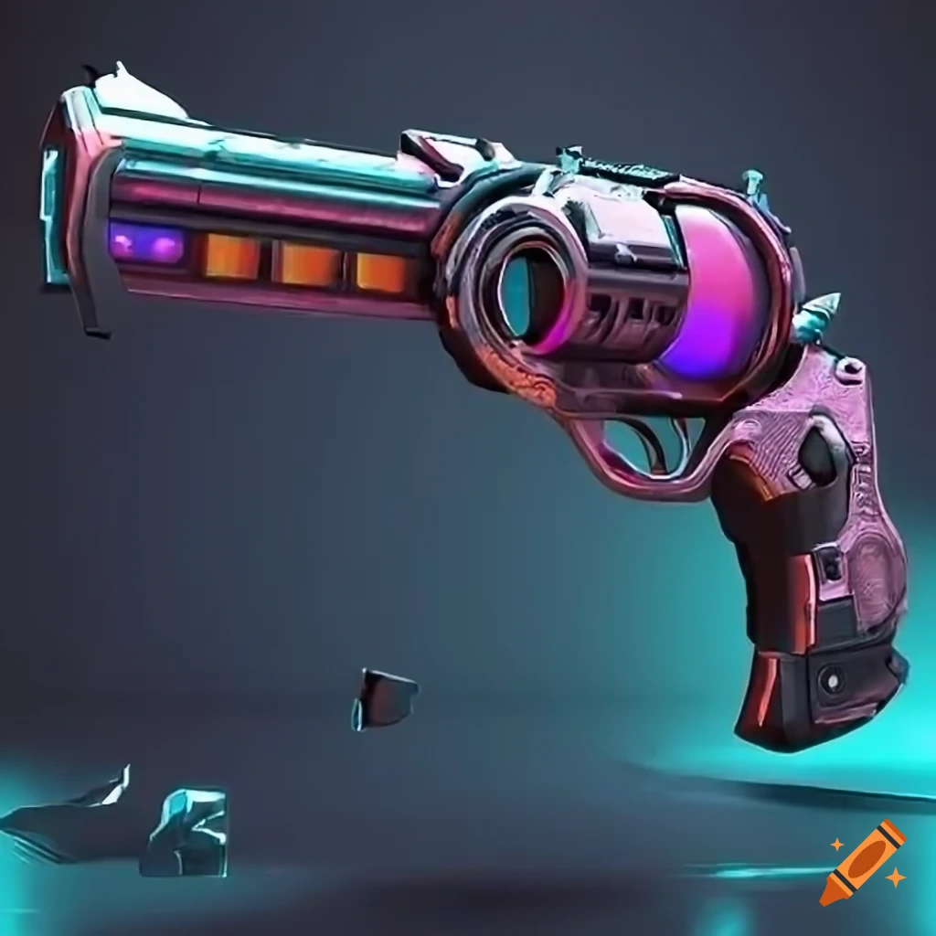 Sci-fi cyberpunk revolver on Craiyon