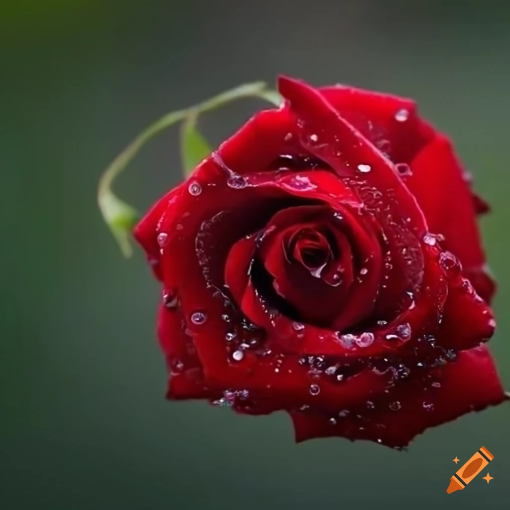 Red rose in the rain on Craiyon