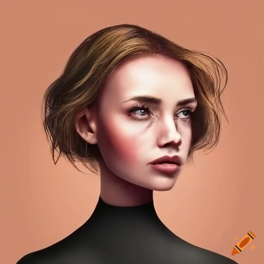 Close-up of a woman's face with unique features on Craiyon