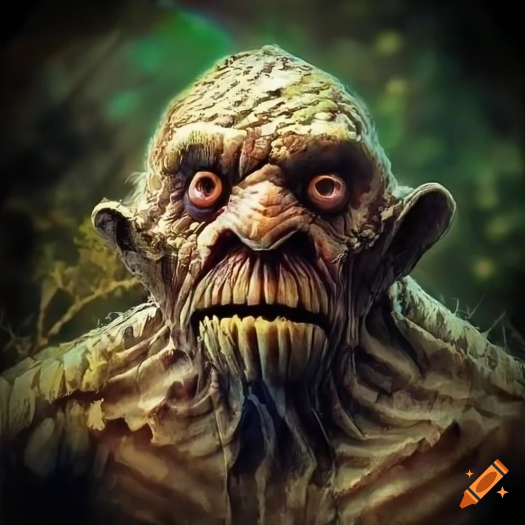 Rotten Tree Monster made from tree bark in hyper-realistic micro ...