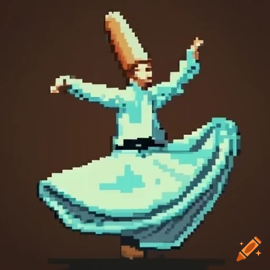 Sufi dancing pixel art on Craiyon