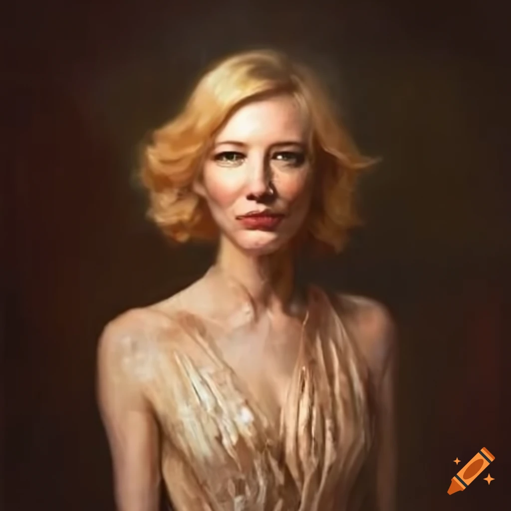 Cate blanchett portrait painted in the style of claude monet on Craiyon
