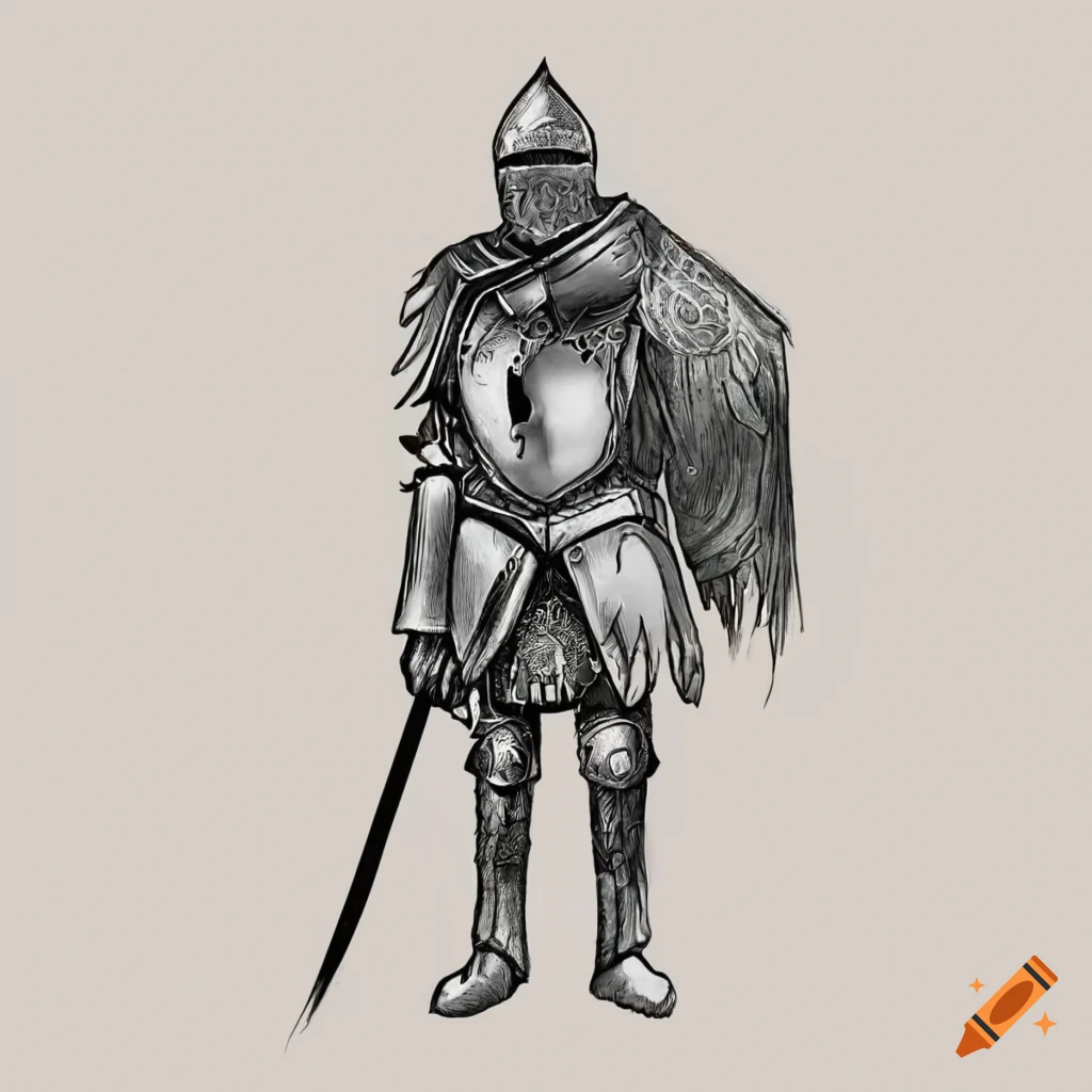 Armored knight with lion fur helm and unfurled black feathery wings on Craiyon