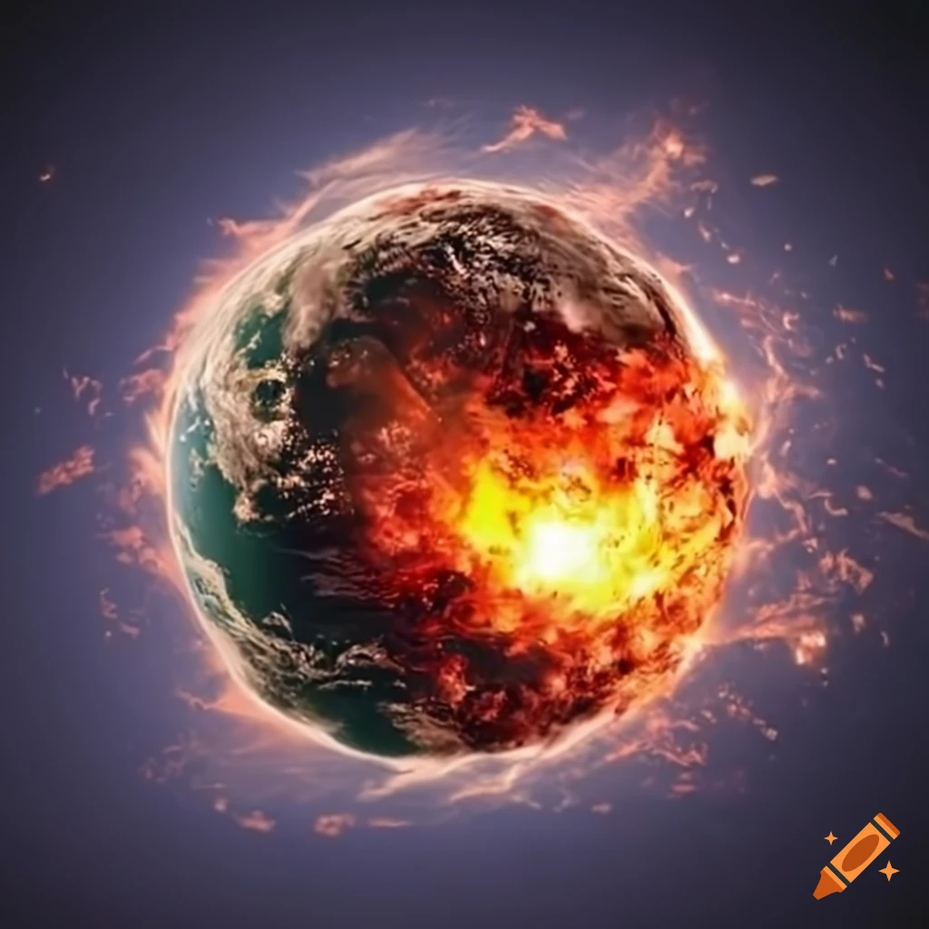 Illustration of earth exploding on Craiyon