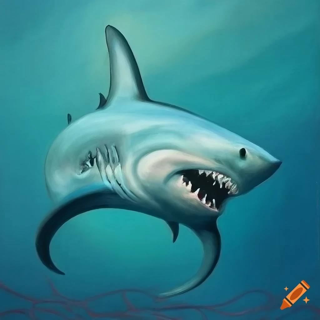 Art piece titled 'roots, shark' by george tooker with bright colors on ...