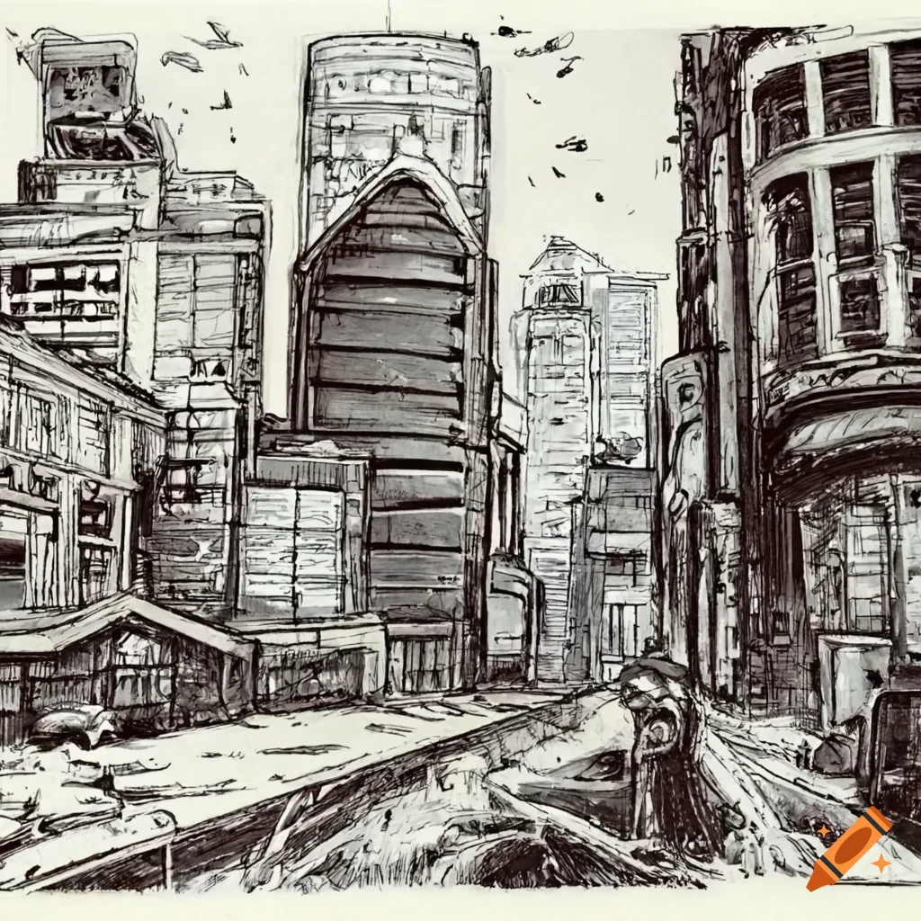Post-apocalyptic art in the style of jack davis depicting toronto on ...