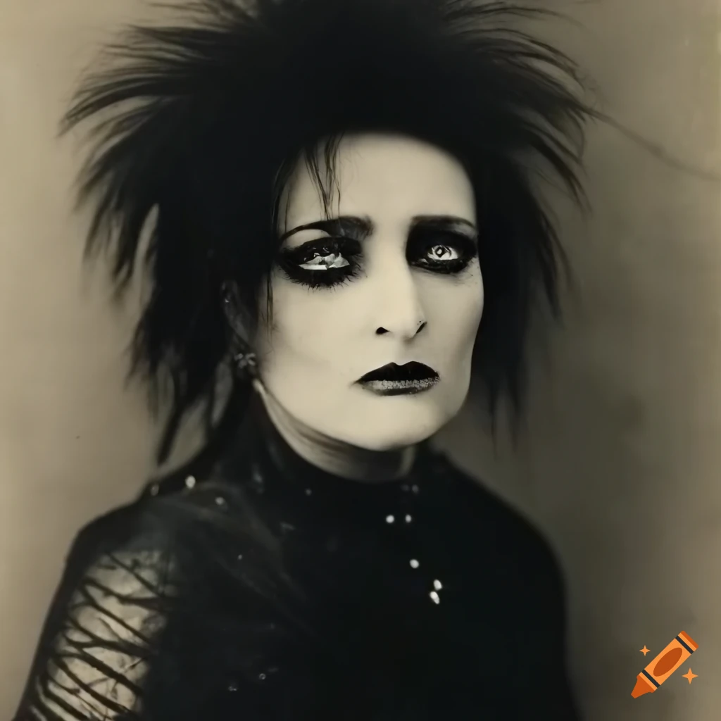 Vintage tintype portrait of siouxsie sioux with theatrical eye make-up ...