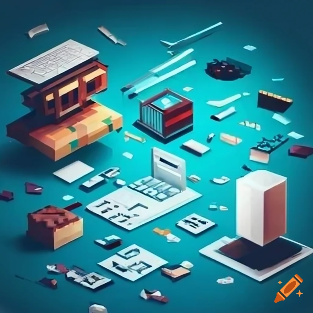 Minecraft-style business strategy planning on Craiyon