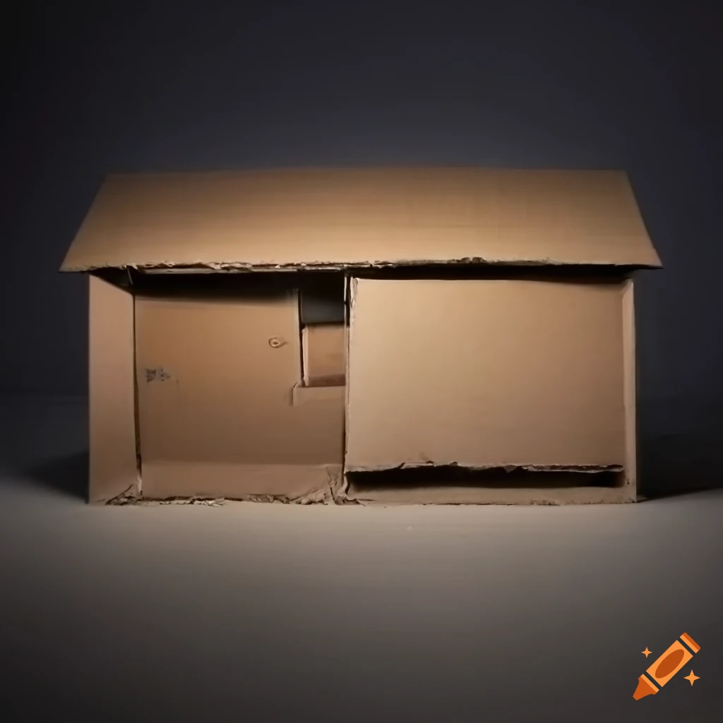 Cardboard box house on Craiyon