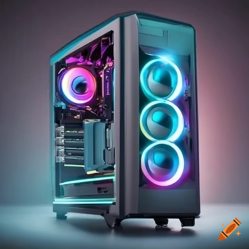 Gaming computer setup with gpu on Craiyon